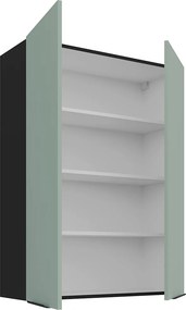 ARIA sc | horní skříňka 80 G-108 2F policová | 80 cm | EXTRA VYSOKÁ | ANTI FINGERPRINT povrch | černá/aquamarine