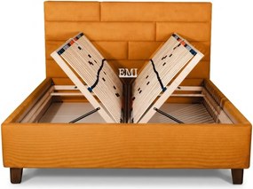 Postel čalouněná AZRA + lamelový rošt + matrace EMI