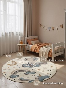 Hanse Home, Dětský koberec Adventures 106413 Cream Multicolor kruh, 160x160 (průměr) kruh, vícebarevná, dětský pokoj