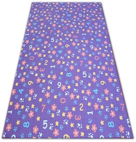 Kusový dětský koberec NUMBERS fialový číslice Rozměr: 150x350 cm