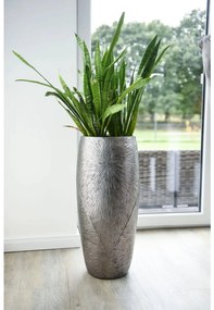 Luxusní květináč ROYAL, sklolaminát, výška 73 cm, stříbrno-černý