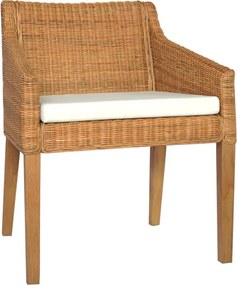 vidaXL Jídelní židle s poduškou světle přírodní ratan [325490] Barva: Šedá