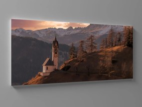 XXL obraz kostel v alpských dolomitech Rozměr: 200 x 100 cm
