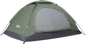 Outsunny Stan pro 2 osoby s 2 síťovanými okny, kapsou, přenosnou taškou a sklolaminátovým rámem 206x152x109 cm Zelený | Aosom