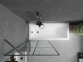Mexen Next, 1-křídlová vanová zástěna 80 x 150 cm, 6mm čiré sklo - černý vzor, ​​broušený grafit, 895-080-000-00-77-66