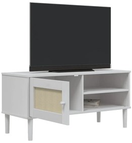 TV skříňka SENJA ratanový vzhled bílá 106 x 40 x 49 cm borovice - Default Title