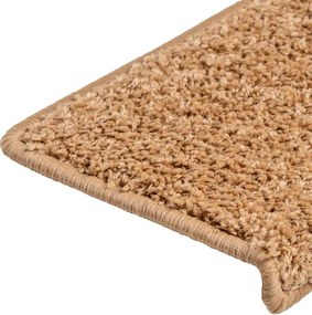 Schodové rohože 10 ks 65 x 21 x 4 cm béžové s obdélníkovým okrajem 149819