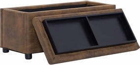 Taburet s úložným prostorem 87,5 cm hnědý umělá broušená kůže 281375