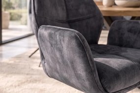 Designová otočná židle Kody tmavě šedý samet