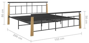 Rám postele kov a masivní dubové dřevo 180 x 200 cm,  324902