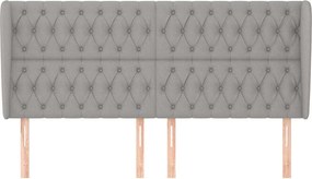 Čelo postele typu ušák světle šedé 203x23x118/128 cm textil 3118314