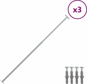 vidaXL Nastavitelná bezpečnostní zábrana na okno 3 ks 710–1 200 mm [144516] Barva: Stříbrná