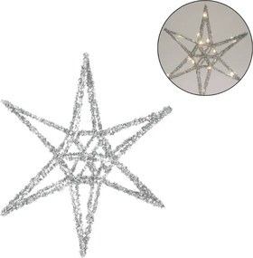 Vánoční hvězda STARLIGHT s LED osvětlením 30 cm, stříbrná