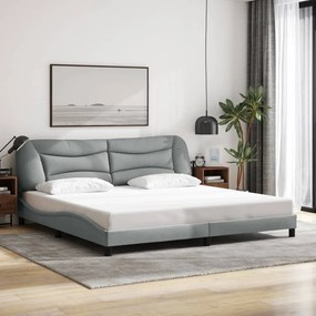Rám postele bez matrace Hvar světle šedý 200 x 200 cm textil 3207793
