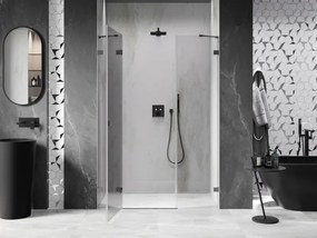 Mexen Lunar, levé otočné sprchové dveře 150 cm, 8mm čiré sklo, broušený grafit profil, 834S-150-050-66-00-L