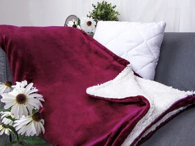 XPOSE® Mikroplyšová deka Exclusive s beránkem - vínová 200x230 cm