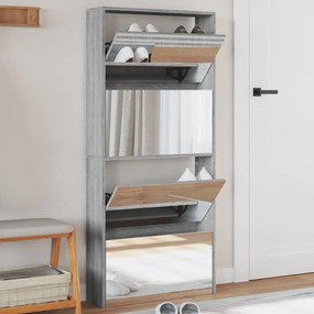 Botník se zrcadlem 4patrový šedý sonoma 63 x 17 x 134 cm 3228278