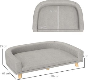 PawHut pohovka pro psy, pohovka pro kočky s polštářem, pelíšek pro velké psy, pohovka pro psy s vyvýšeným designem, křeslo pro psy s dřevěnými nohami…