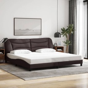Rám postele s LED bez matrace Hvar tmavě hnědý 200 x 200 cm textil 3213728