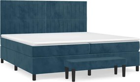 Box spring postel s matrací tmavě modrá 200x200 cm samet 3137987