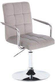 LuxuryForm DESIGN Otočná židle VERONA VELUR na stříbrném talíři - světle šedá