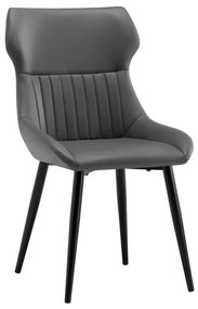 Jídelní židle SAGARA ekokůže tmavě šedá, kov černý matný lak