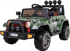 Ramiz Dětské terénní auto Full Time 4WD maskáčové na dálkové ovládání + pohon 4x4 + LED audio + úložný prostor