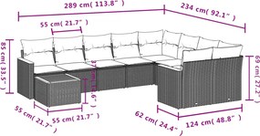 10dílná zahradní sedací souprava s poduškami béžová polyratan 3258720