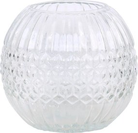 Baňatá čirá skleněná váza s drážkami Liggo - Ø 15*13 cm
