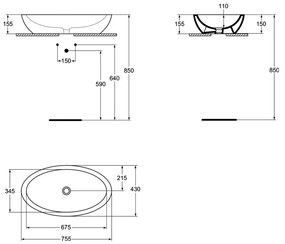 Ideal Standard Strada - Umyvadlo na desku oválné 75,5 x 43 cm, Bílá, K078501