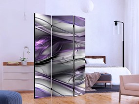 Pokojová zástěna Tunely (fialové) (3-dílný) - moderní abstrakce ve stříbře