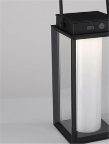 NV 9002862 Venkovní stolní lampa VERHAAL černý hliník a čiré sklo LED 2W 3000K 3,7V 360st. IP54 solární / USB kabel / vypínač na těle - NOVA LUCE
