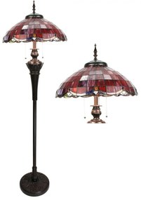 Stojací lampa Tiffany Roux červená v art deco stylu – 166 cm