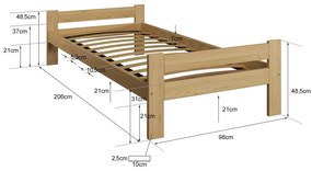 Postel z masivu VitBed 90x200 Fumi dub s roštem