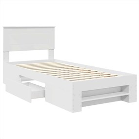 Rám postele s čelo Bílá 90 x 200 cm Kompozitní dřevo 3408802