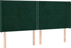 Čelo postele s LED tmavě zelené 203 x 16 x 118/128 cm samet 3123977