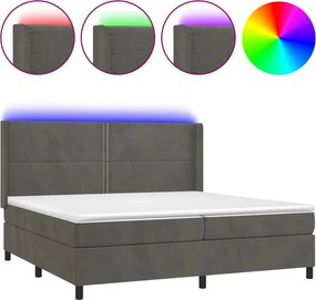 Box spring postel s matrací a LED tmavě šedá 200x200 cm samet 3139524