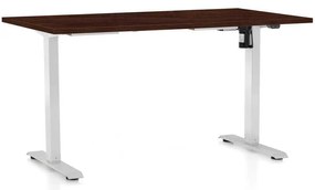 Výškově nastavitelný stůl OfficeTech A, 140 x 80 cm, bílá podnož, wenge