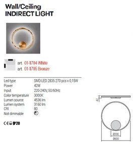 Redo Nástěnné/stropní LED svítidlo NEPŘÍMÉ ORBIT ø 60 cm, 3000K, v. 4,2 cm Barva: Černá, Stmívání, řízení: DALI