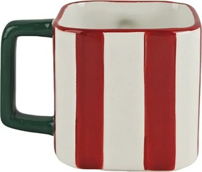 Pruhovaný keramický hrneček s perníčkem Gingerbread - 13*9*9 cm / 300 ml