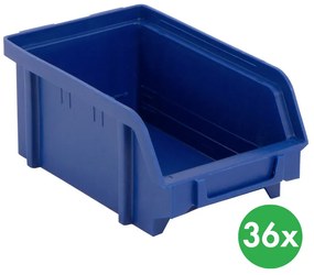 Plastové boxy BASIC, 103 x 166 x 73 mm, 36 ks, modré