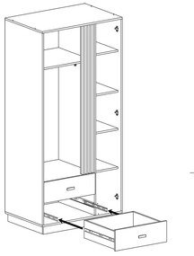 ALLMO | šatní skříň AL02 | 90 cm | užší | dub estana/antracit