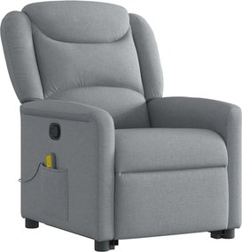 Zvedací masážní polohovací křeslo světle šedé textil 3303204