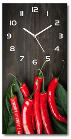 Wallmuralia Nástěnné hodiny tiché Chilli papričky 30x60 cm