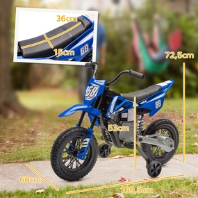 Dětská elektrická motorka AIYAPLAY, 12V dětský bicykl s hudbou, dětské vozidlo s odnímatelnými stabilizátory, 2,4-5 km/h, pro děti od 3 do 6 let, max…