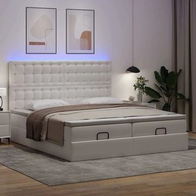 Osmanský rám postele s matracemi bílý 200x200cm umělá kůže 3314509