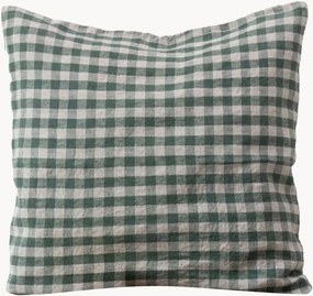 Lněný povlak na polštář Forest Green Gingham