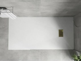 Mexen Hugo, obdélníková sprchová vanička SMC 180 x 80 cm, bílá, zlatá krytka, 42108018-G
