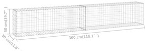 vidaXL Marketos Gabionová zeď s víky pozinkovaná ocel 300 x 30 x 50 cm