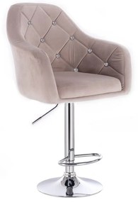 LuxuryForm DESIGN Barová židle ROMA VELUR na stříbrné kulaté podstavě - světle šedá